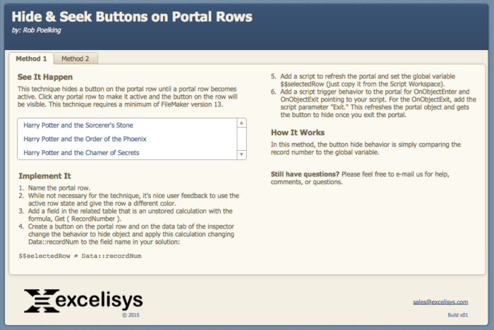 Using Filemaker Hide Object Feature To Hide Portal Row Buttons