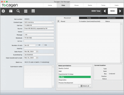Custom Laboratory Software for Bio-Storage Tracking